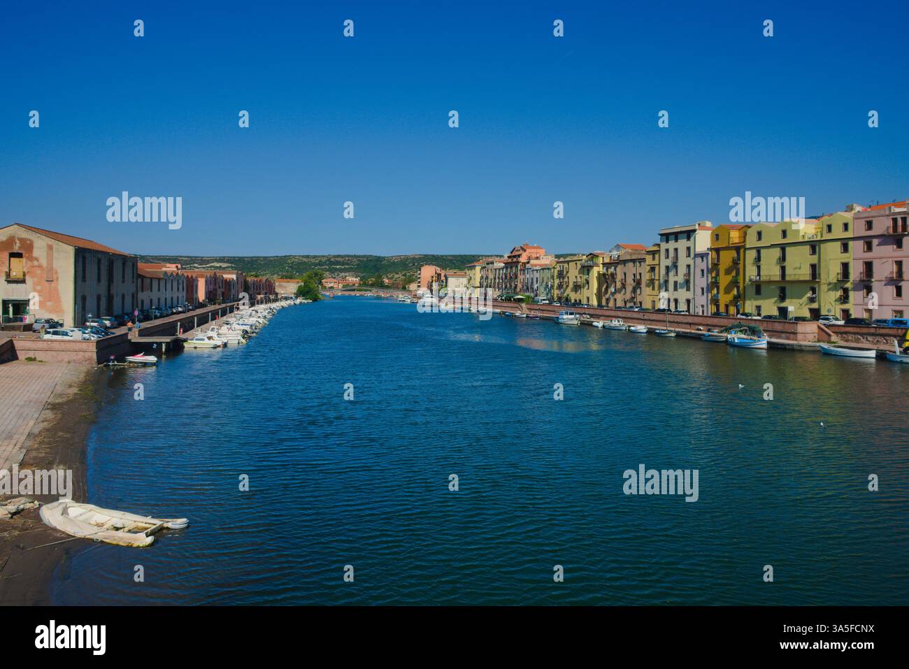 The Temo river an the charming town of Bosa, Sardinia, Italy Stock ...