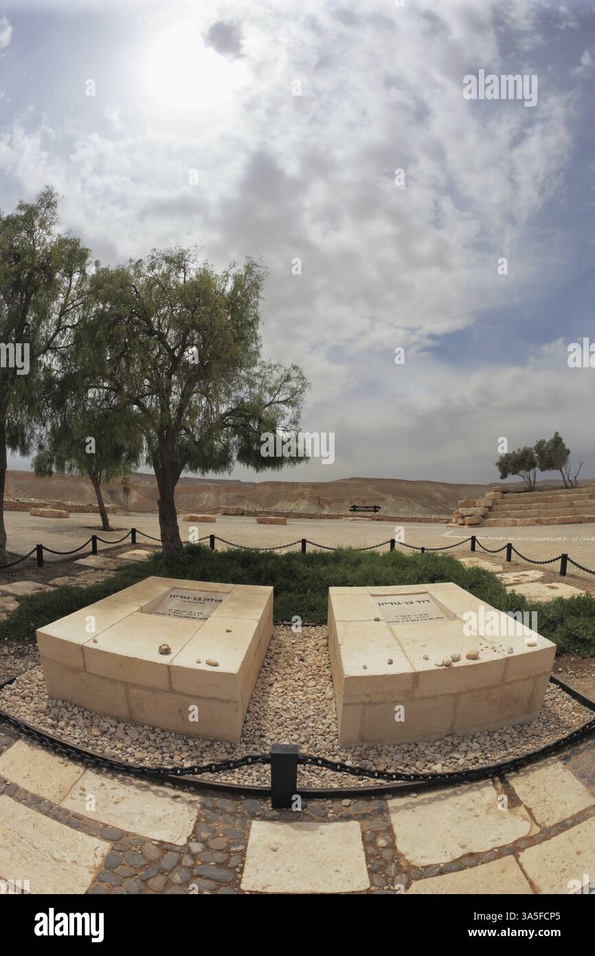 Kibbutz Sde Boker in the Negev desert. The grave of the founder of Israel, David Ben-Gurion and ...