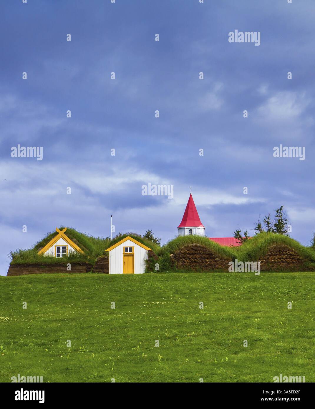 Houses are roofed by the turf and grass. Village of ancestors. The ...