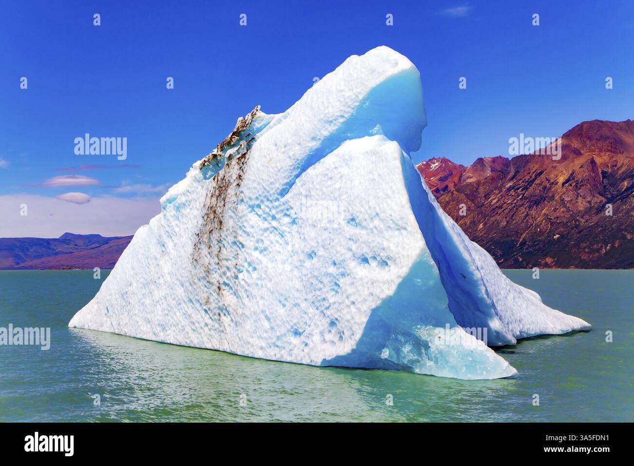 Huge chunks of ice - icebergs - float in Lake Viedma. Blue ice floes ...