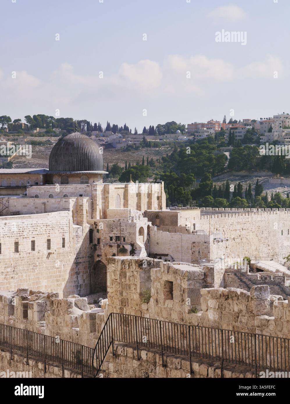 Gray dome of the Al-Aqsa Mosque on the Temple Mount in Jerusalem. The ...