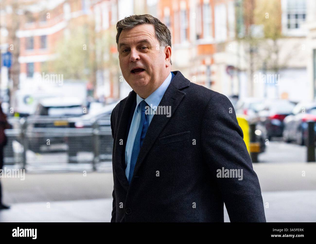 London, UK. 23rd Mar, 2025. Mel Stride, Shadow Chancellor, arrives for Sunday with Laura ...