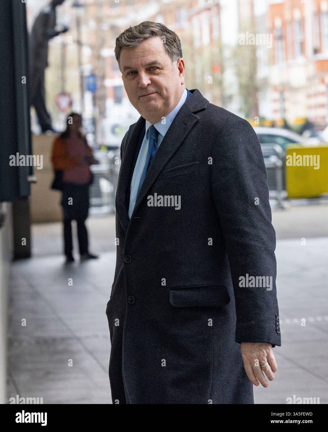 London, UK. 23rd Mar, 2025. Mel Stride, Shadow Chancellor, arrives for ...