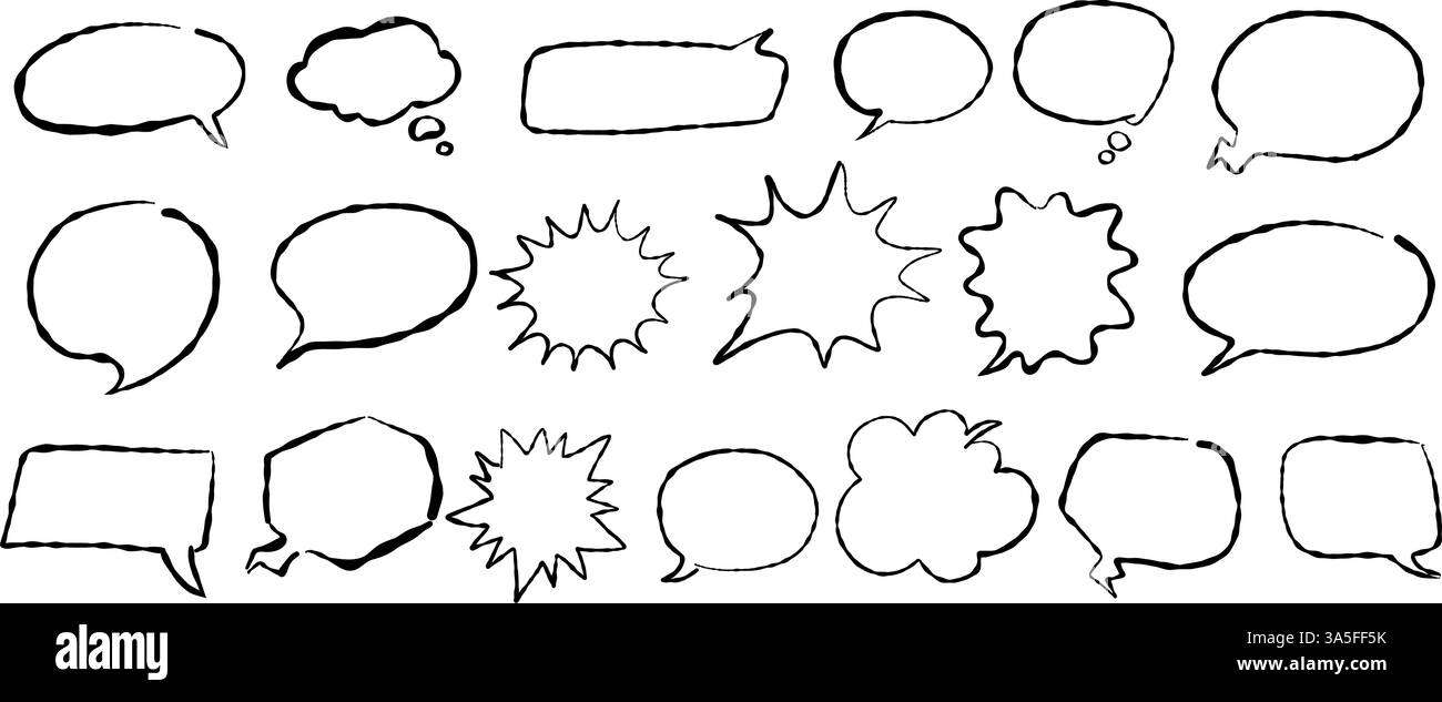 Hand drawn marker speech bubble doodle vector collection. Cartoon icon ...
