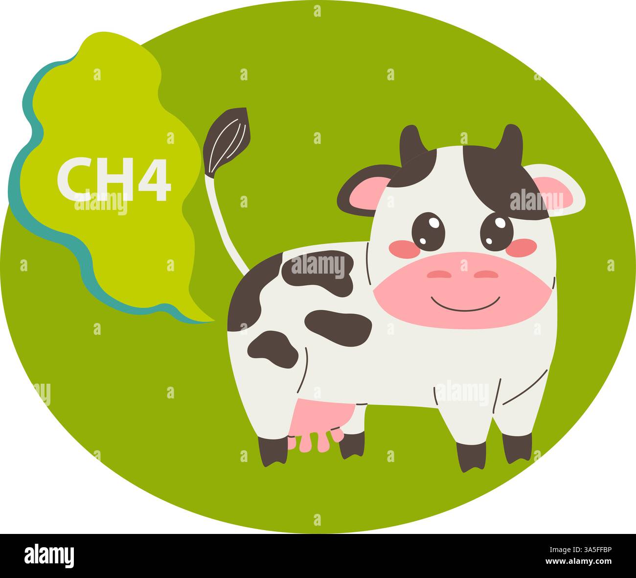 Cow farting emitting ch4 gas producing greenhouse effect vector ...