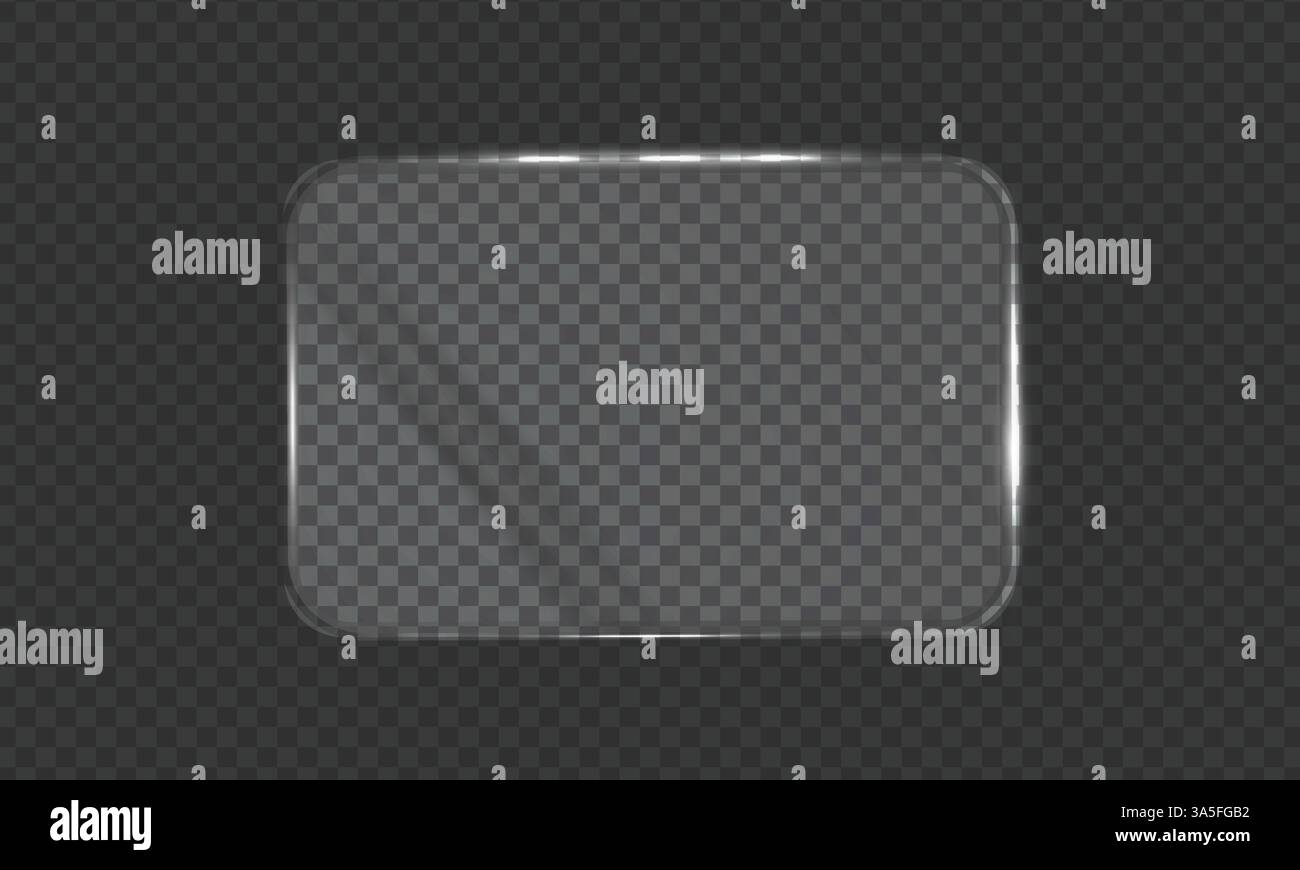 Glass transparent horizontal shape frame shining glare set, Glass ...