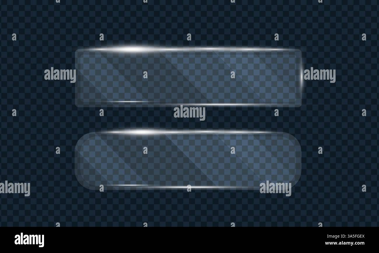 Glass transparent horizontal shape frame shining glare set, Glass ...