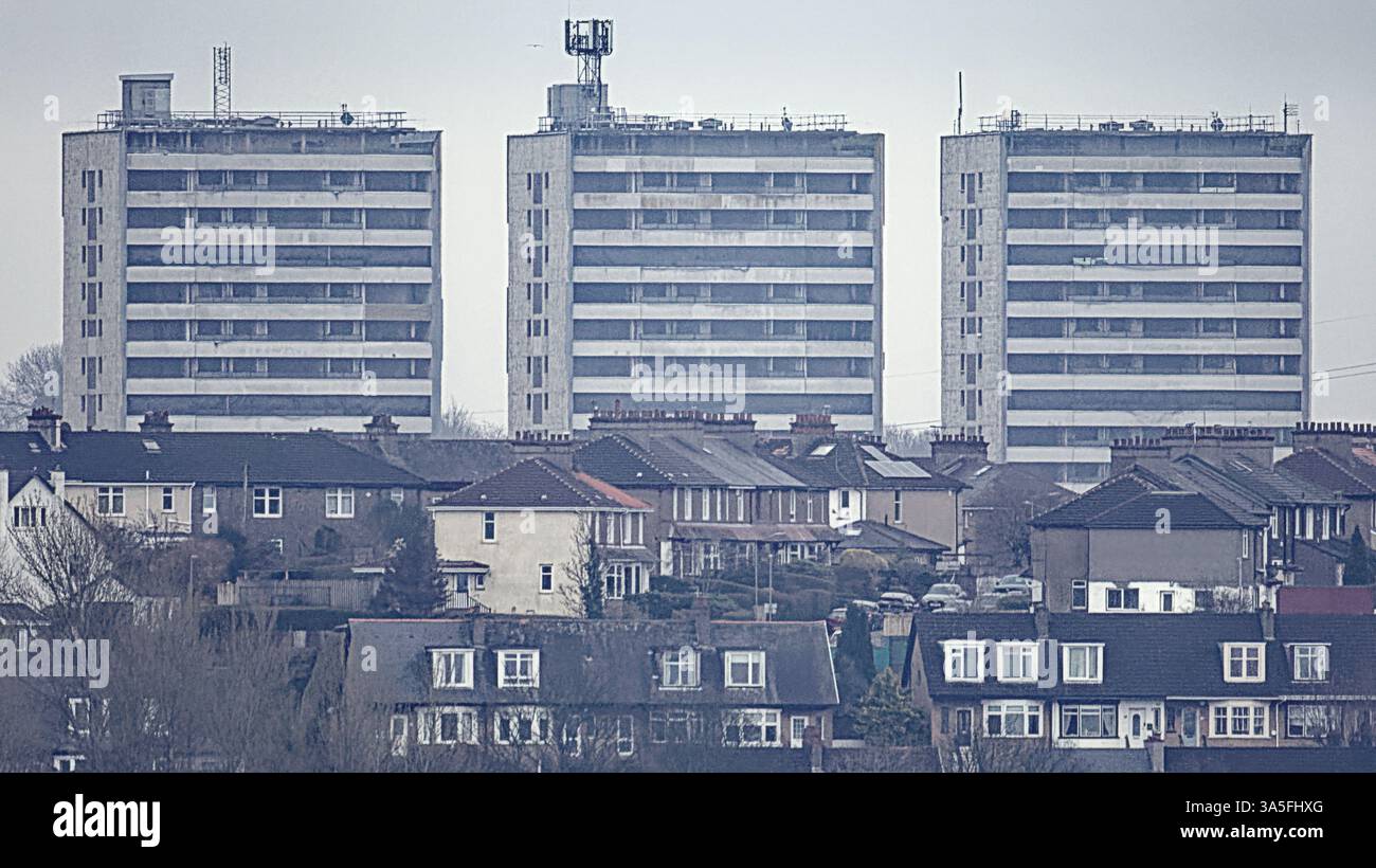 Glasgow, Scotland, UK. 23rd March, 2025. Wyndford flats controlled ...