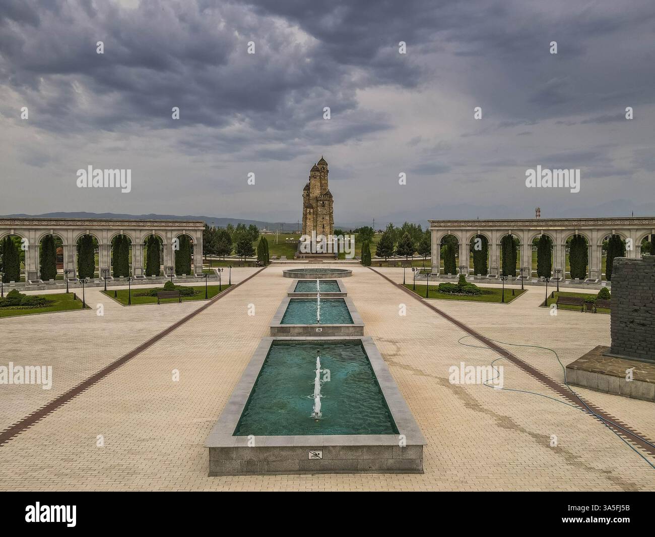 View of Magas memorial park, Ingushetia Republic in Russia, featuring ...