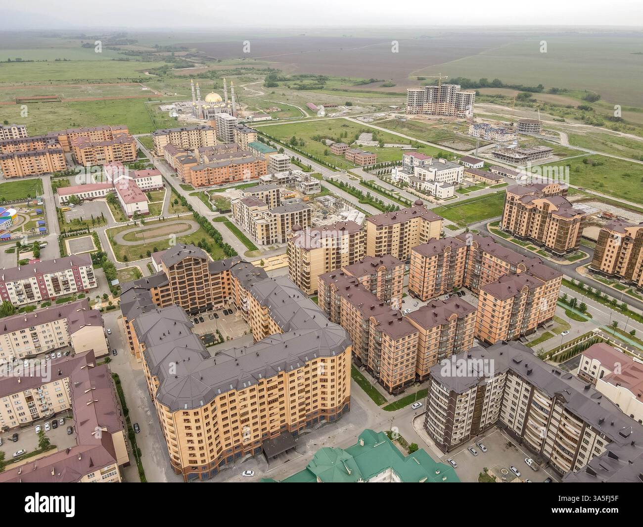 Aerial panorama of Magas, Ingushetia, Russia, featuring a panoramic ...