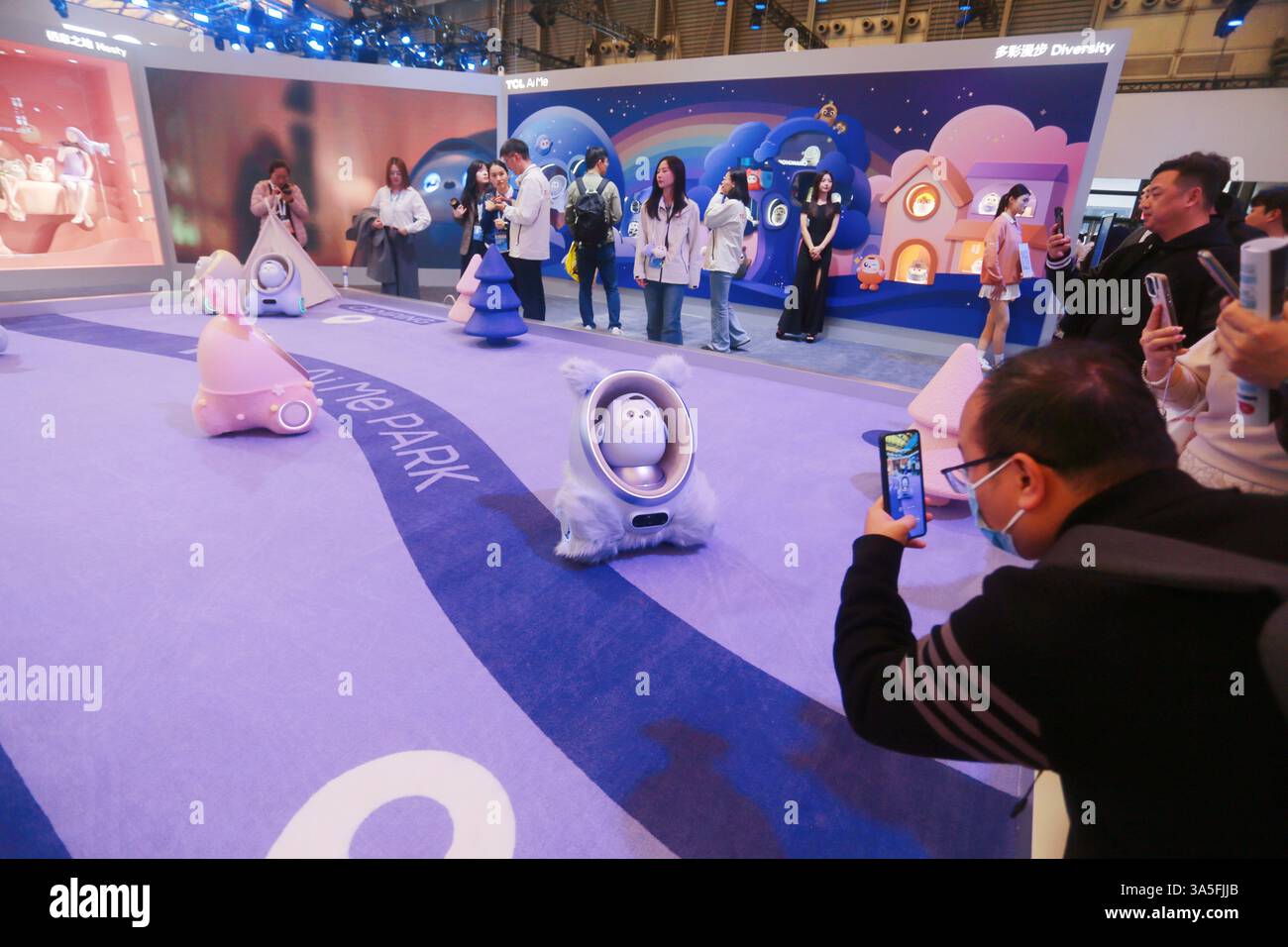 SHANGHAI, CHINA - MARCH 20, 2025 - TCL's split AI companion robot AI Me, designed for children ...