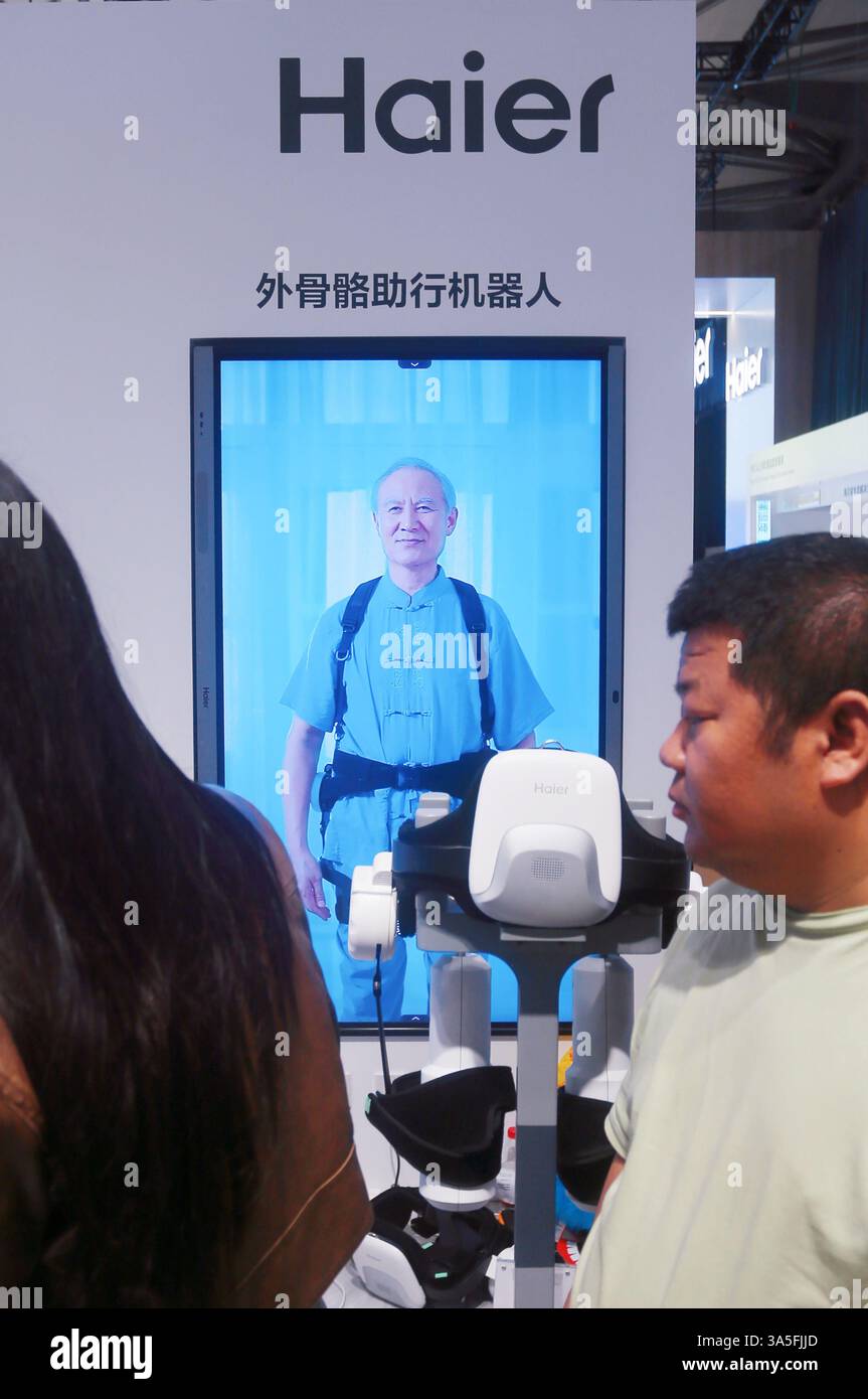 SHANGHAI, CHINA - MARCH 20, 2025 - An exoskeleton walking robot ...