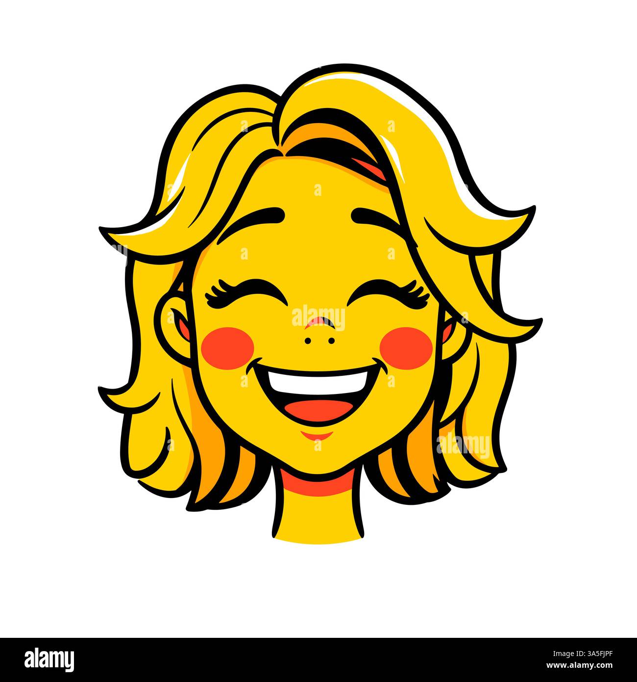 A cheerful cartoon face with a big smile and glowing happiness Stock ...