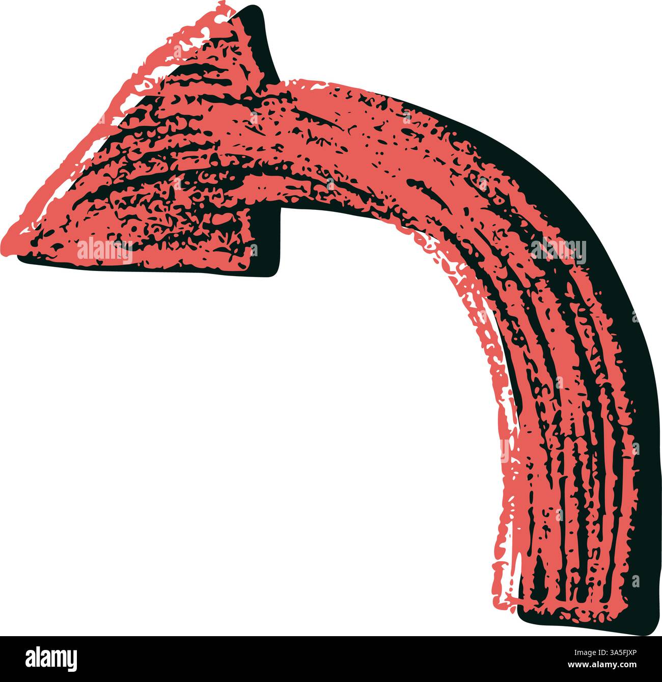 Arrow crayon drawing. Neo brutalist left turn doodle style. Pointer ...