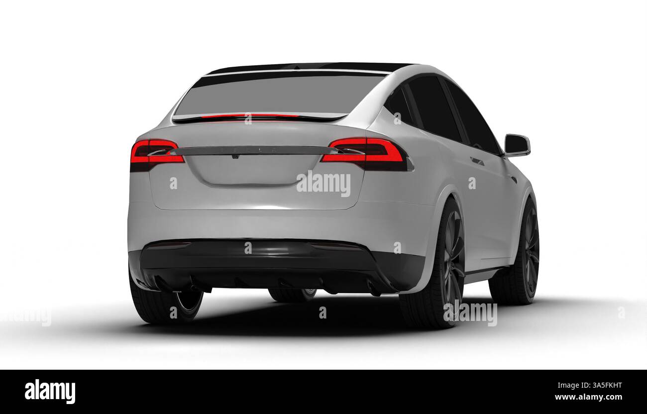 Izmir, Turkey - Mar 19 2025: White background, half rear right view of ...