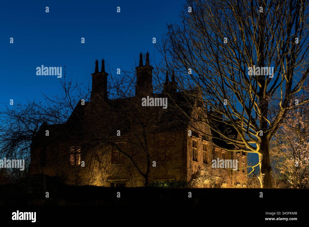 The Grange Manor at night. Adderbury, Oxfordshire, England Stock Photo ...