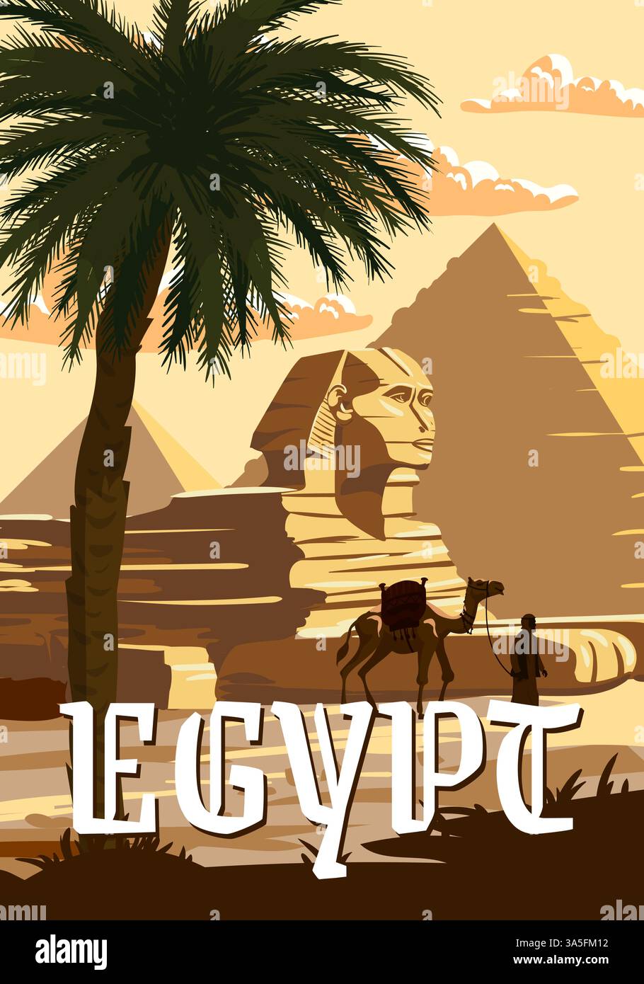 Vintage Poster Ancient Egypt Pharaoh Pyramids Sphinx . Travel to Egypt ...
