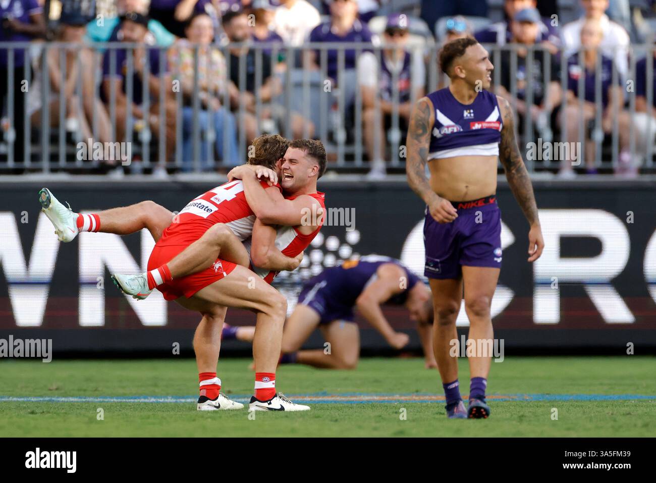 Perth, Australia. 23rd Mar, 2025. Tom Papley and Dane Rampe of the ...