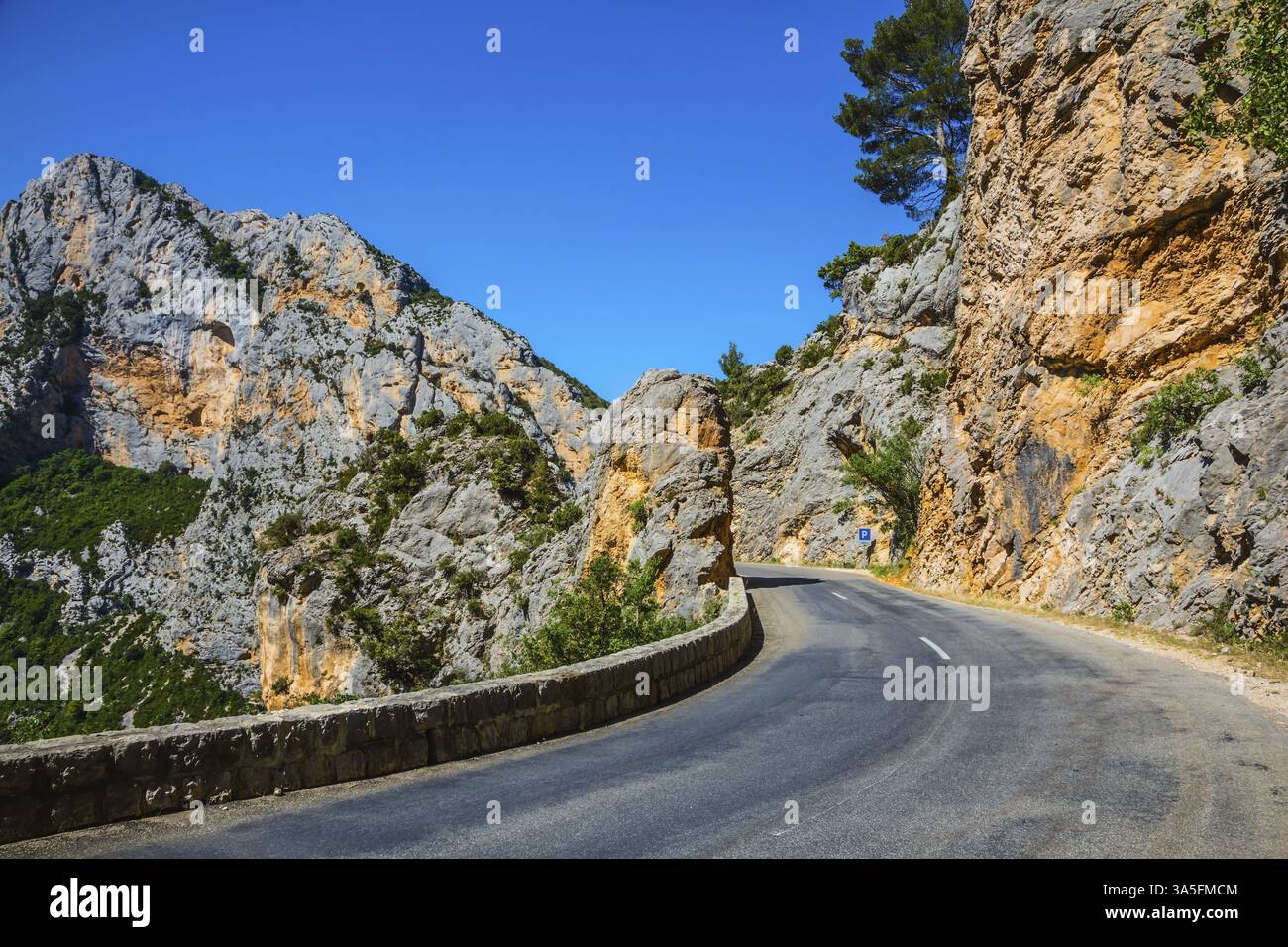 Sharp mountain highway. The largest alpine canyon Verdon, Provence ...