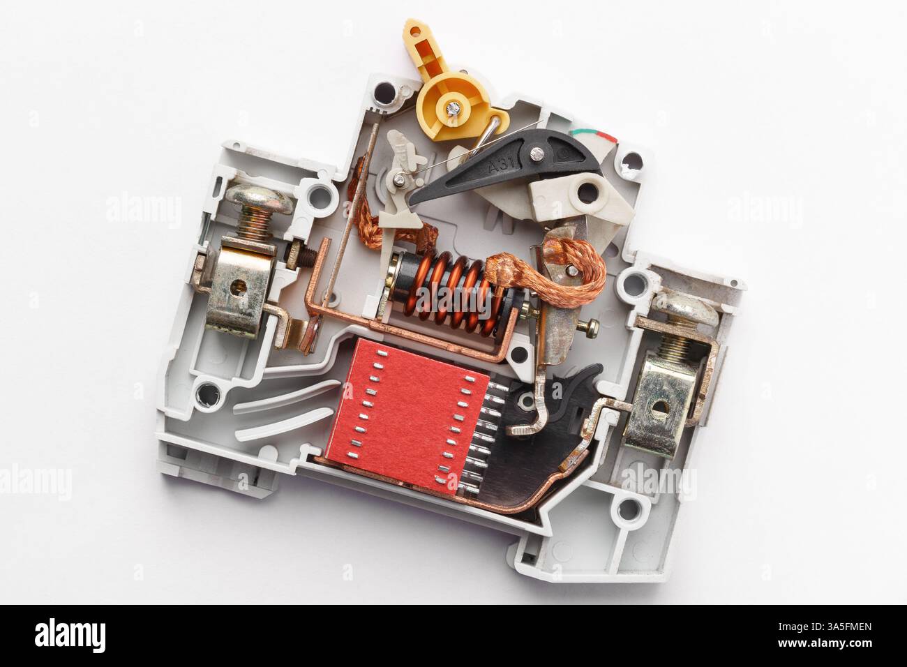 Internal structure of a disassembled network protection circuit breaker ...