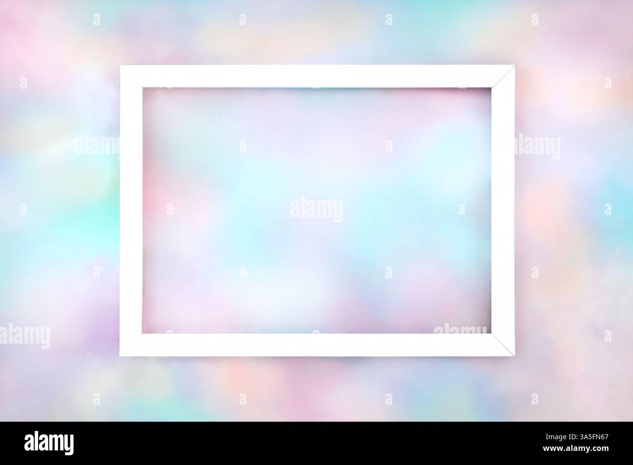 Heavenly rainbow sky cloud background frame. Abstract surreal dreamy ...