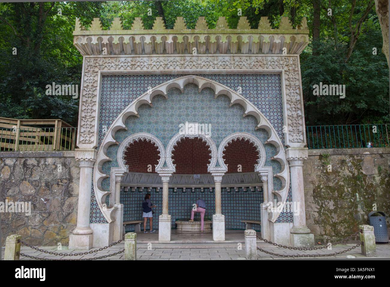 Sintra, Portugal, Aug 8th, 2024: Visitors at Moorish Fountain of Sintra ...