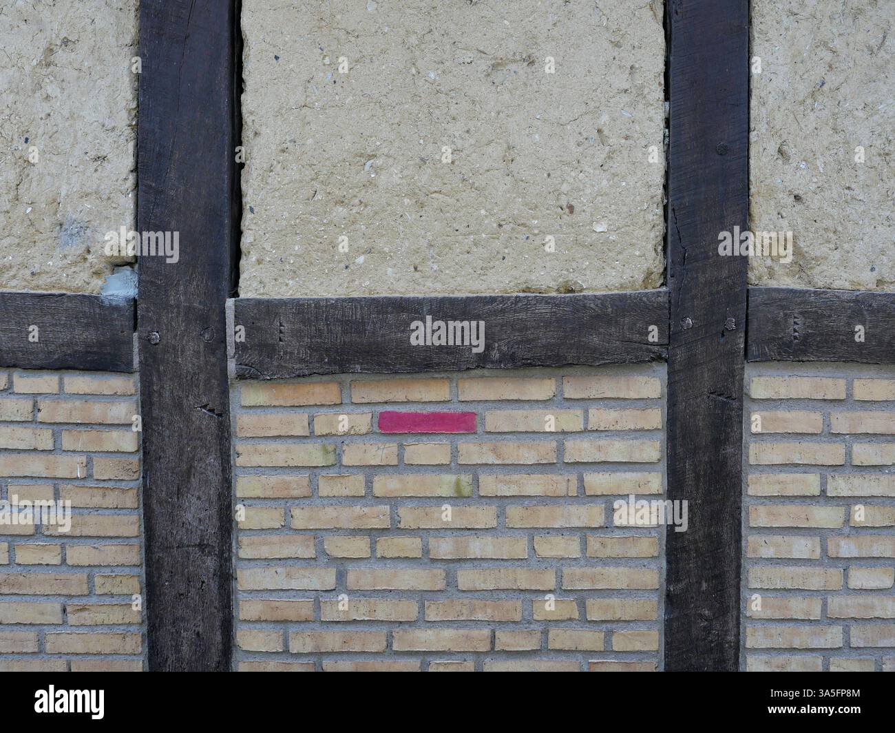 Half-timbered walls with brickwork are part of historical construction ...