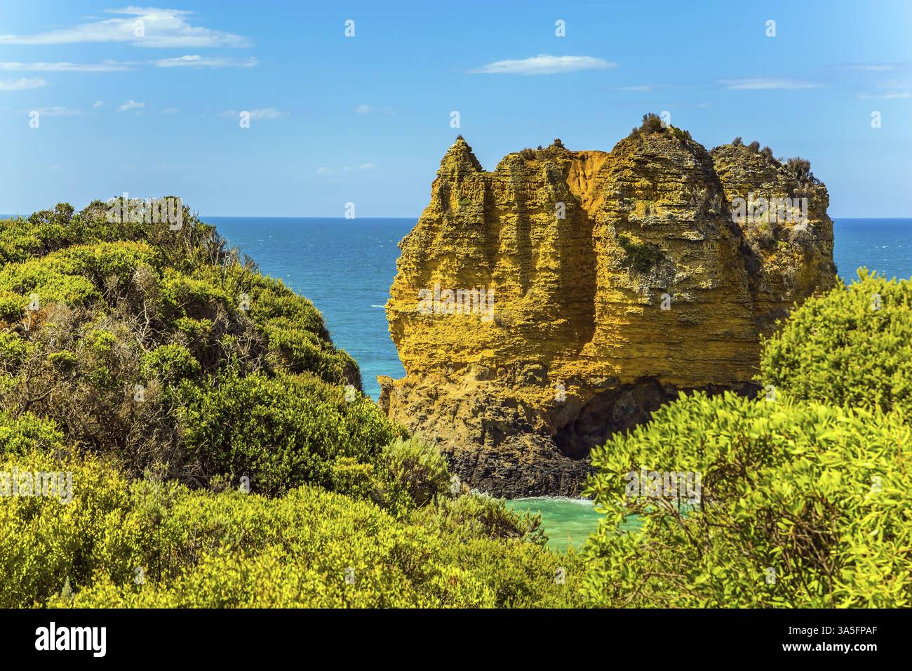 Australia. Picturesque shoreline. The Great Ocean Road goes along the ...