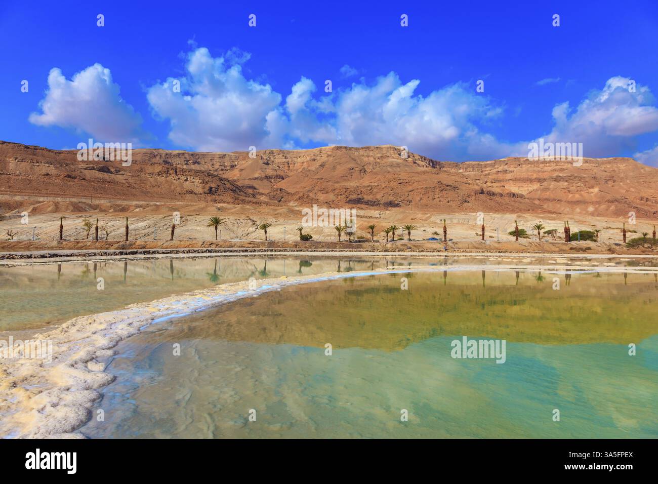 Evaporated salt out of the water with beautiful patterns. Lowering the ...