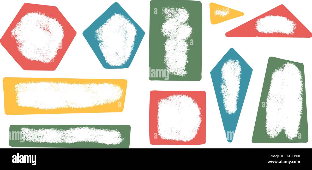 Kids grunge geometric shapes with empty space set. Text boxes paint ...