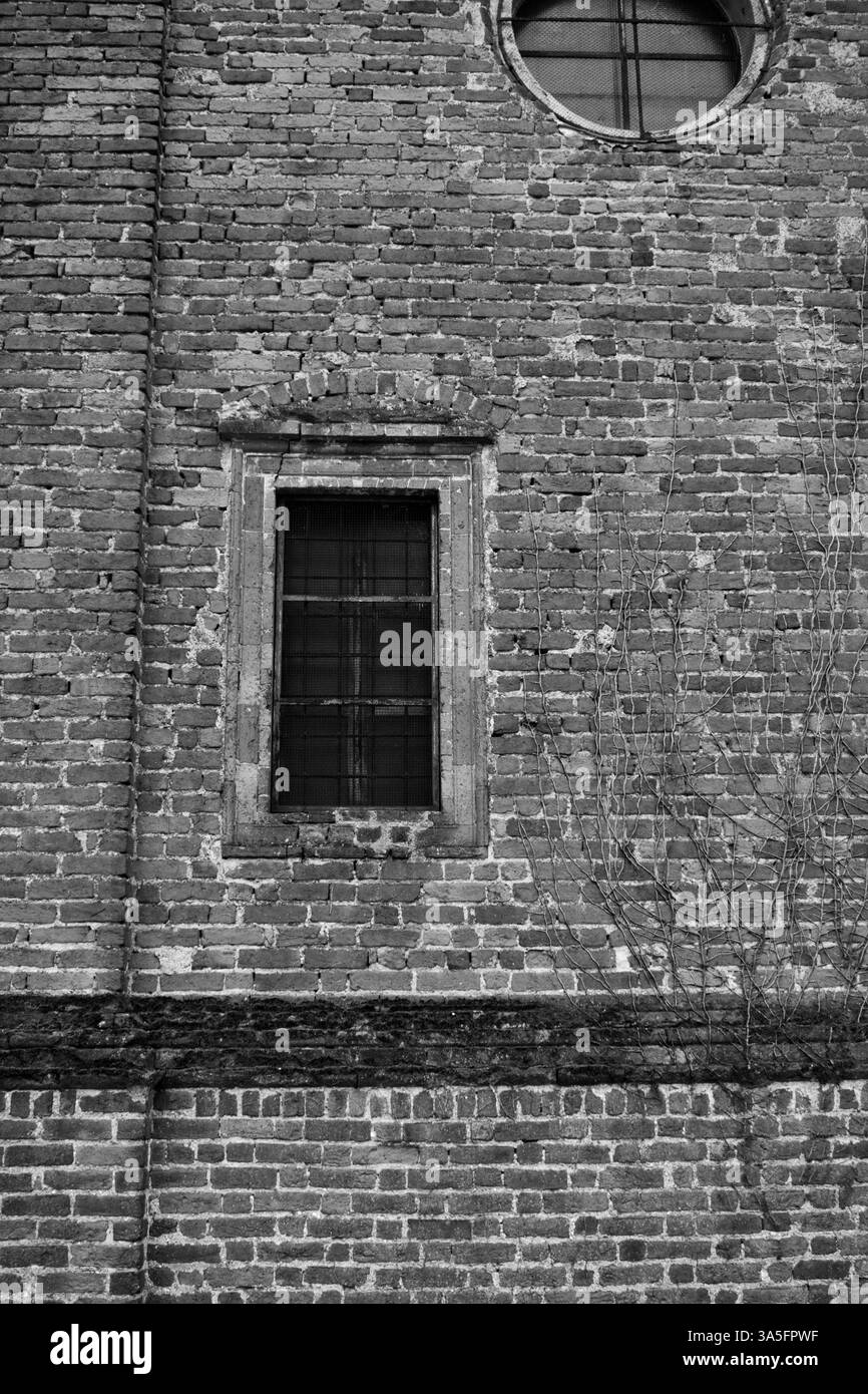 Old Window on a Brick Wall – Historic Architecture in Black and White ...