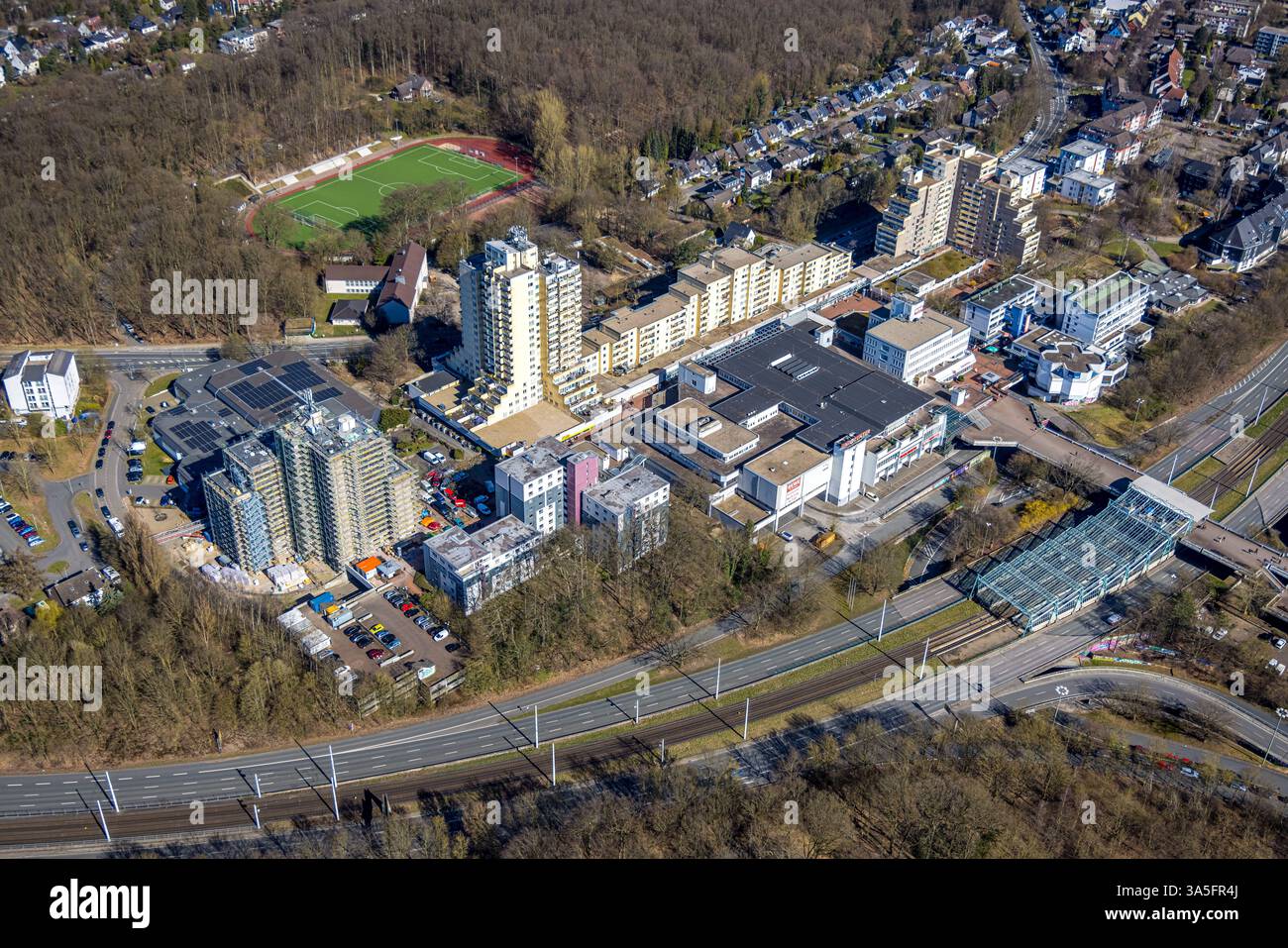Luftbild, Unicenter Hochhaus der RUB Ruhr-Universität Bochum, Baustelle ...