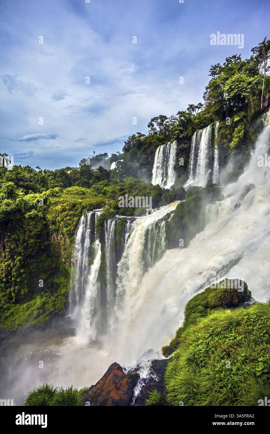 Picturesque basaltic ledges form the famous waterfalls. Complex of ...