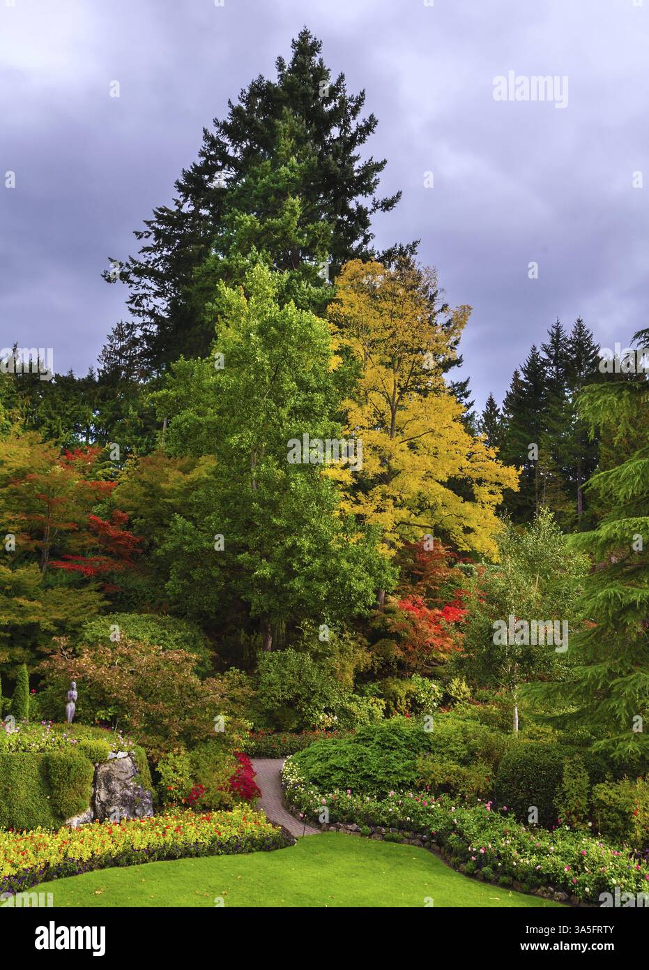 Butchart Gardens - gardens on Vancouver Island. Flower beds of colorful ...