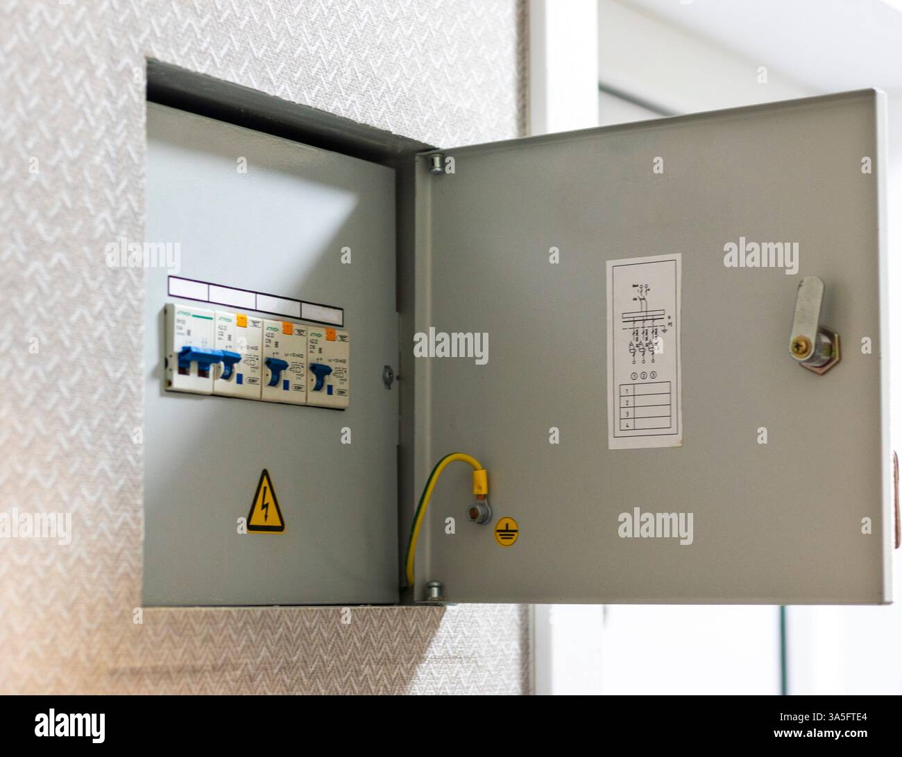 Open electrical switchboard in the apartment Stock Photo - Alamy