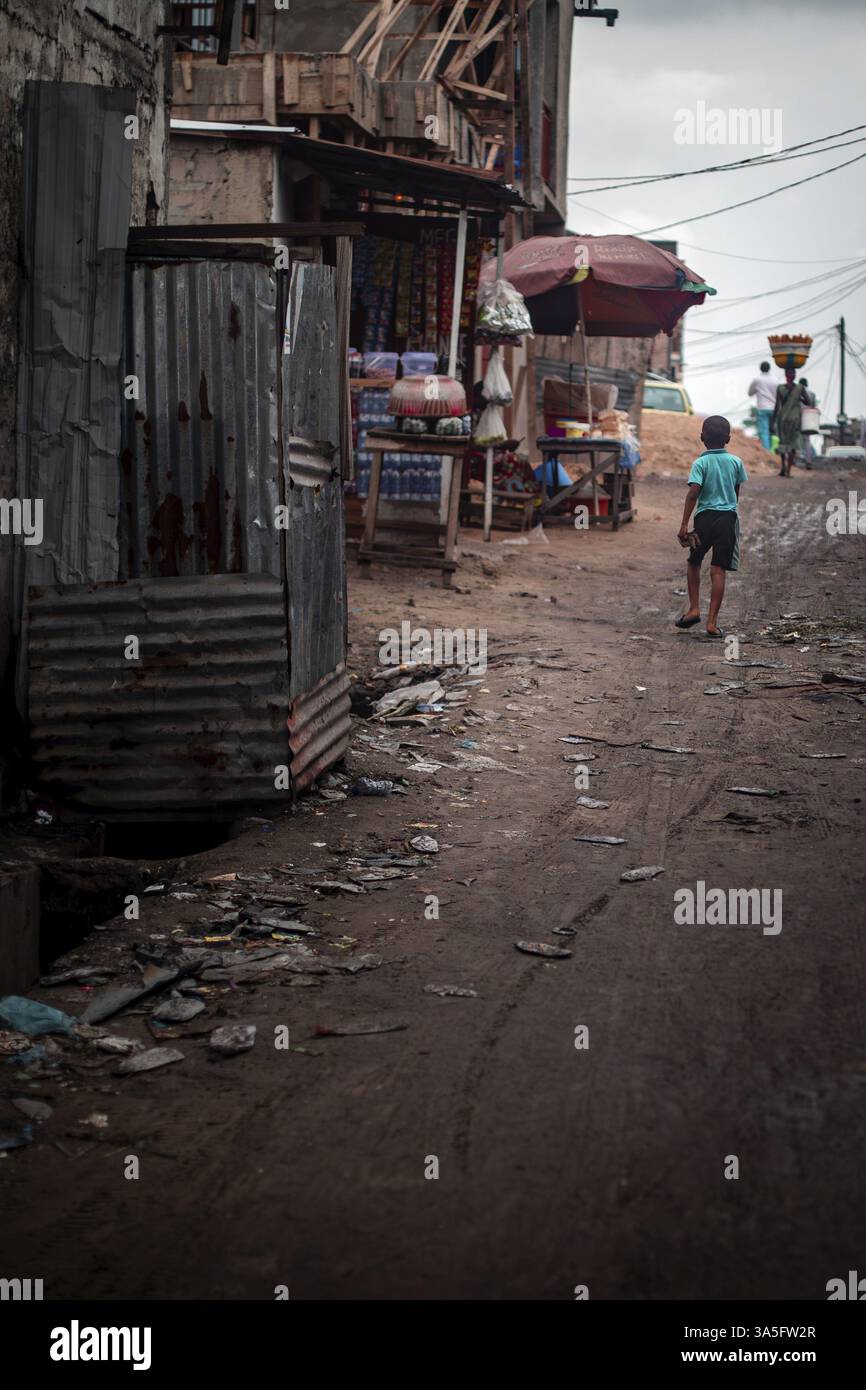 Child on a street in Kinshasa, poverty Kinshasa, Democratic Republic of ...
