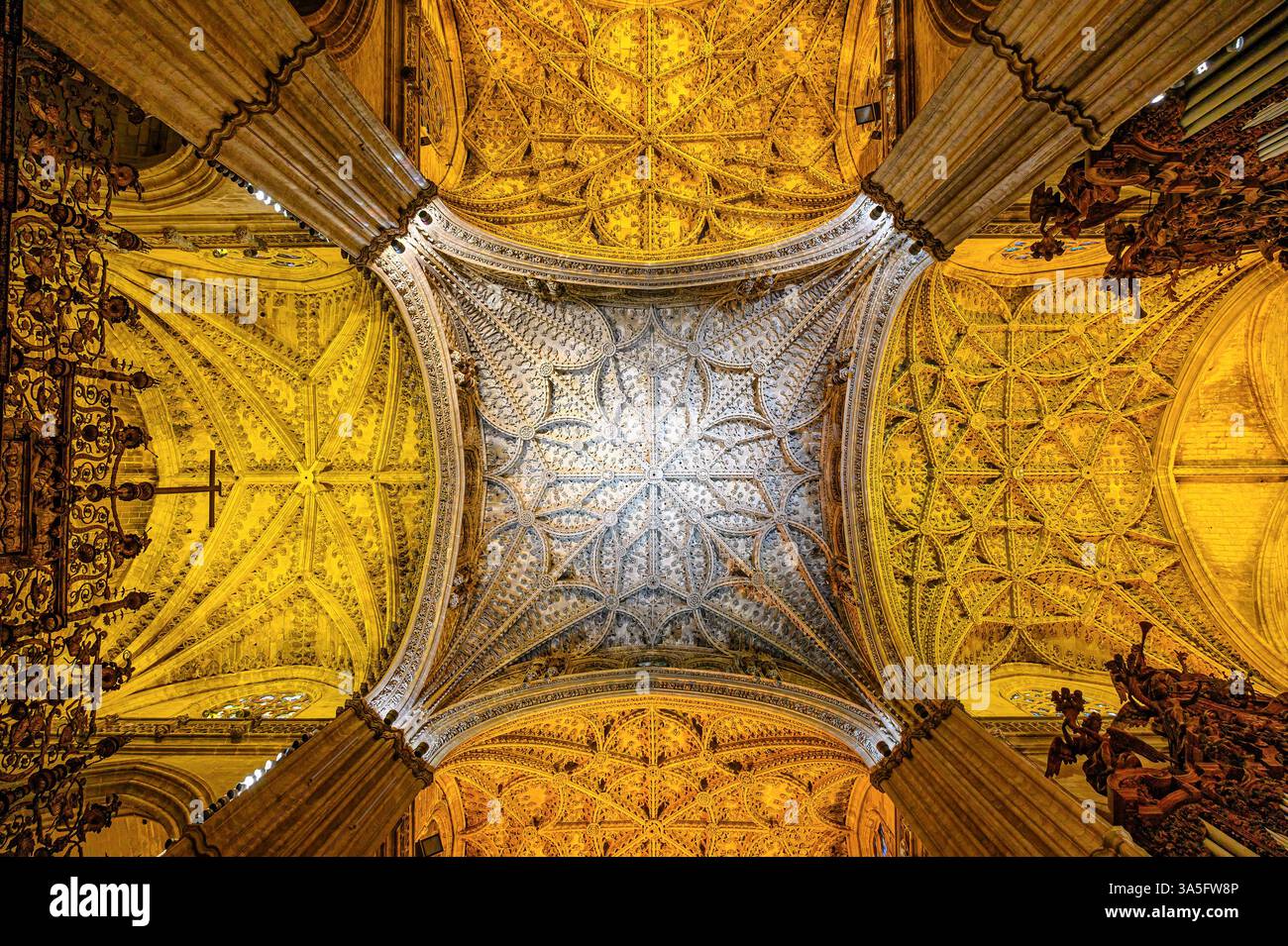 Medieval architectural features of the nave ceiling, with symmetry of ...