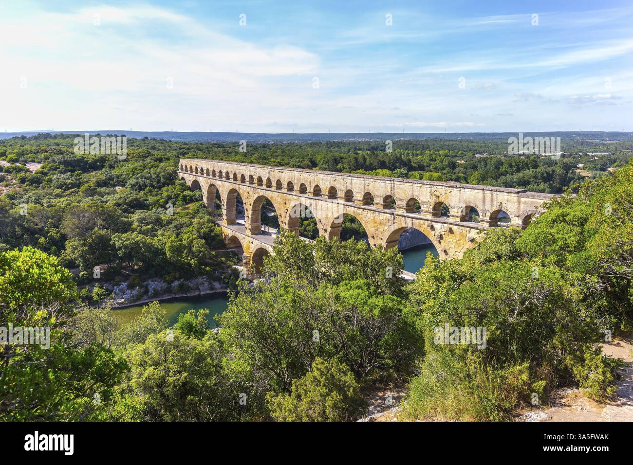 Three-tiered aqueduct Pont du Gard was built in Roman times on the ...
