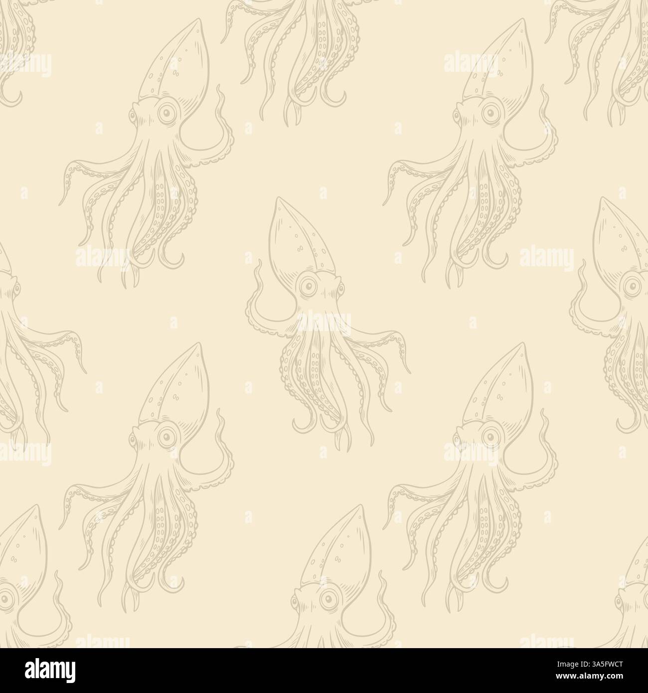 squid seamless pattern elegant underwater seafood design Stock Vector ...