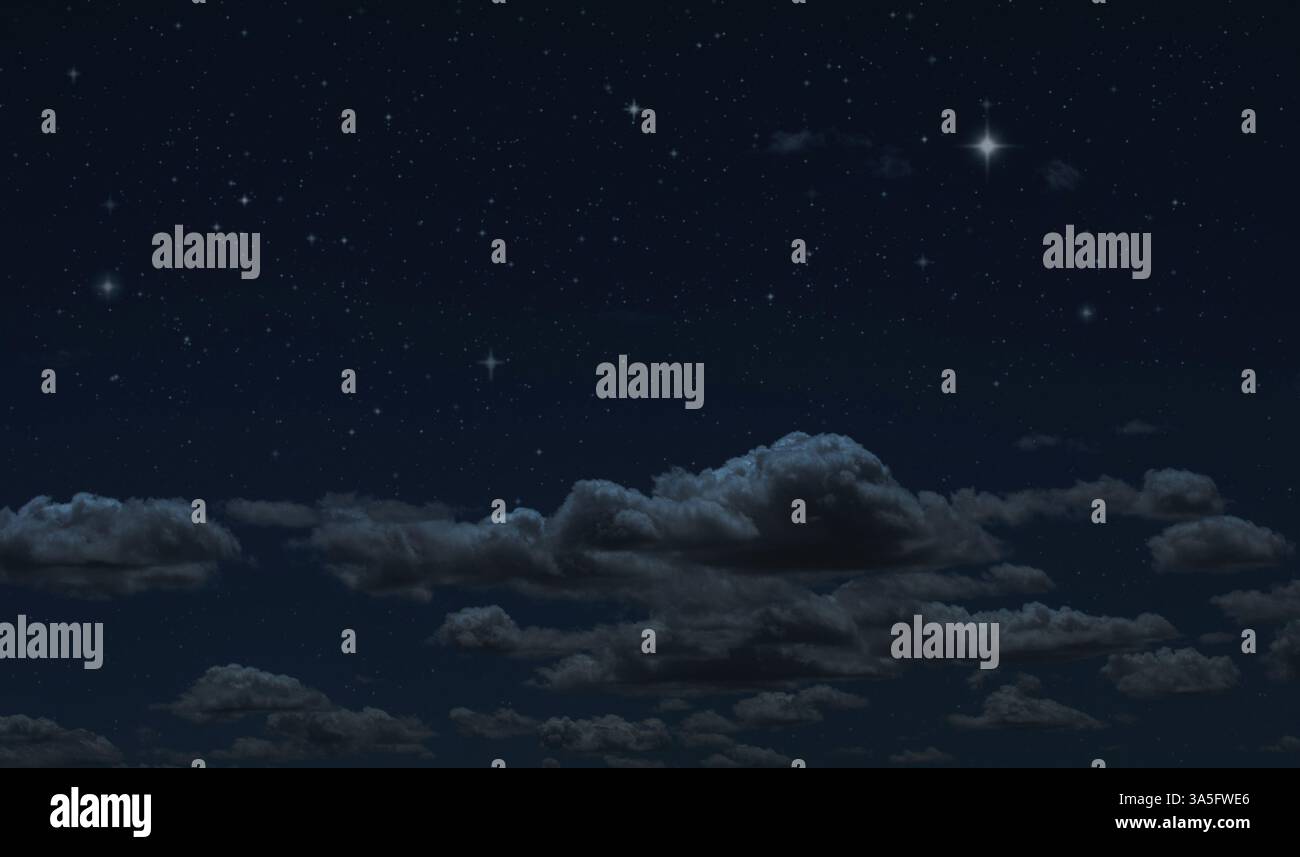Night starry sky and clouds. Moonlight dark background and stars in the ...