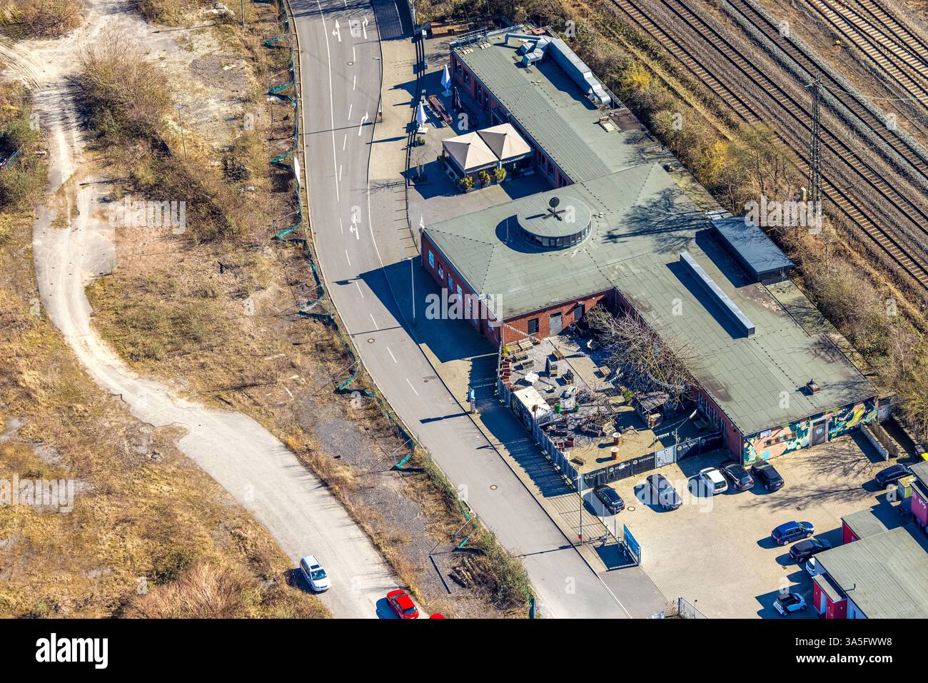 Luftbild, Rotunde Kulturzentrum Bochum Eventlocation, Gleisdreieck ...