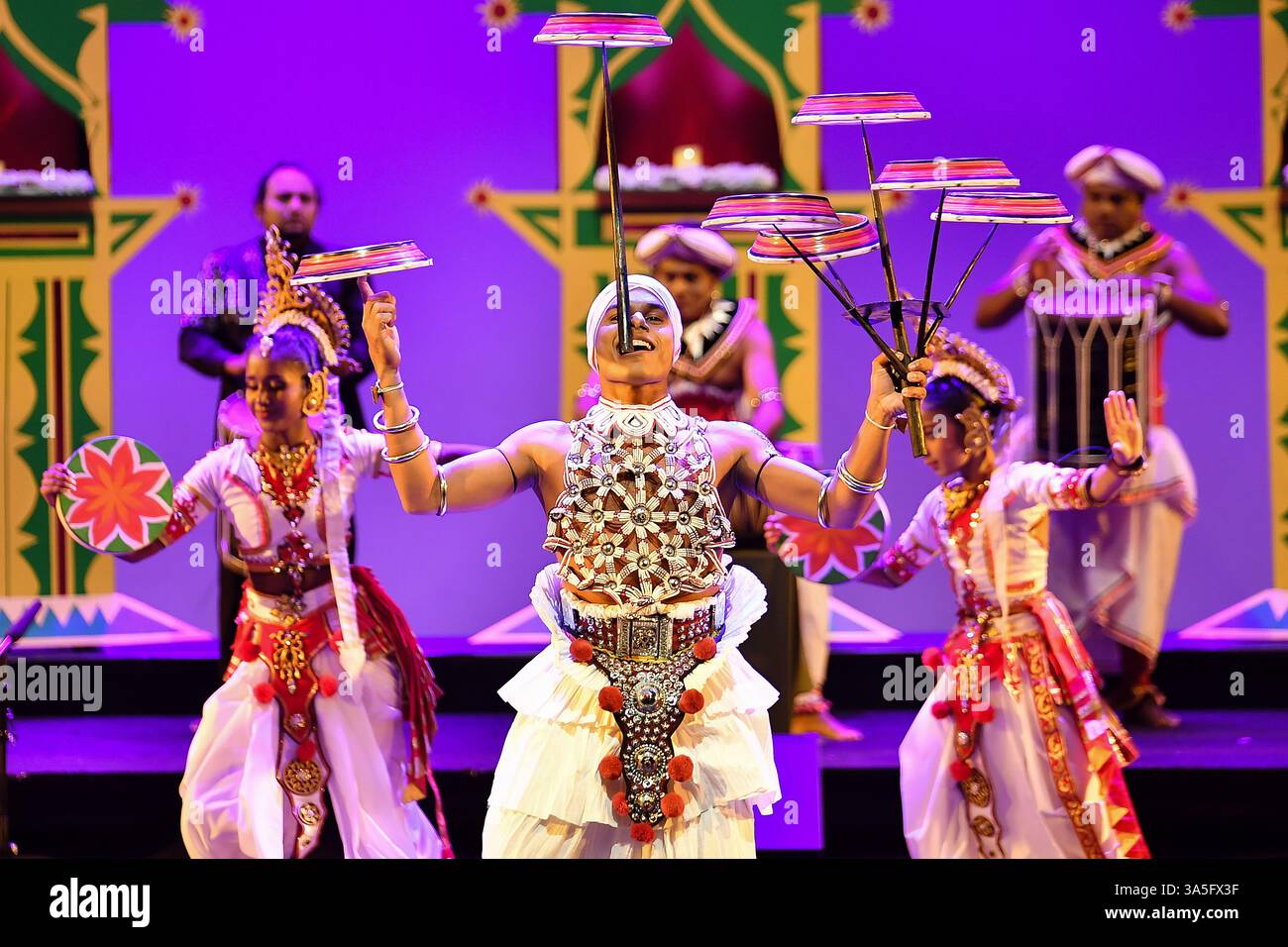Sri Lankan traditional dancer Reshan Mapatuna performs a traditional ...