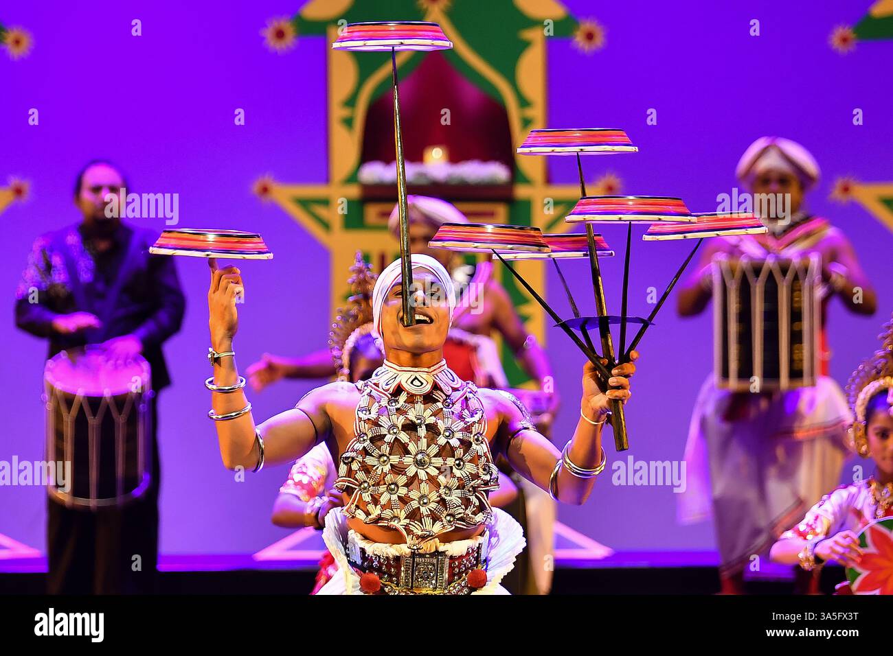 Sri Lankan traditional dancer Reshan Mapatuna performs a traditional ...