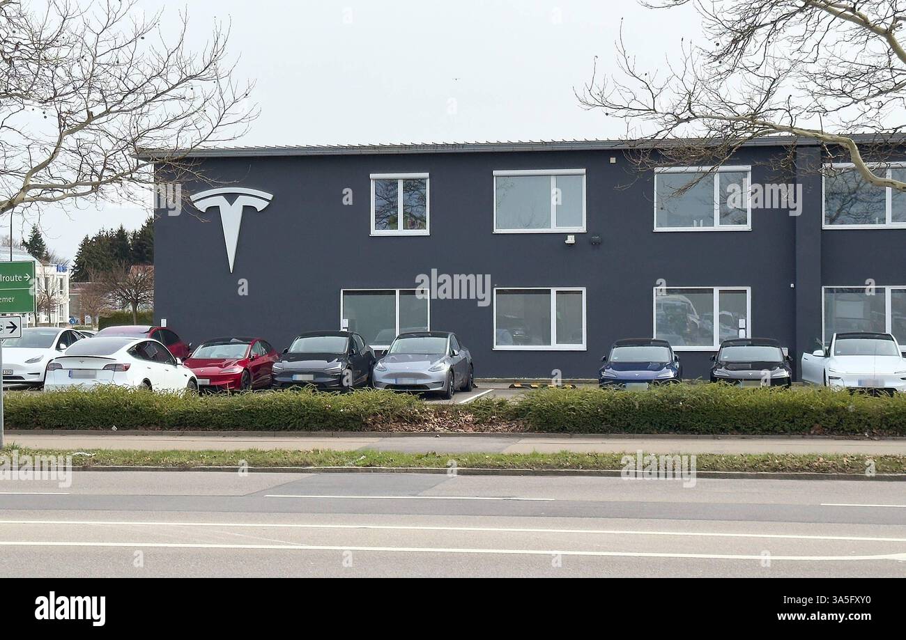 Tesla company office in Memmingen, Germany, Mar 21, 2025 Stock Photo ...