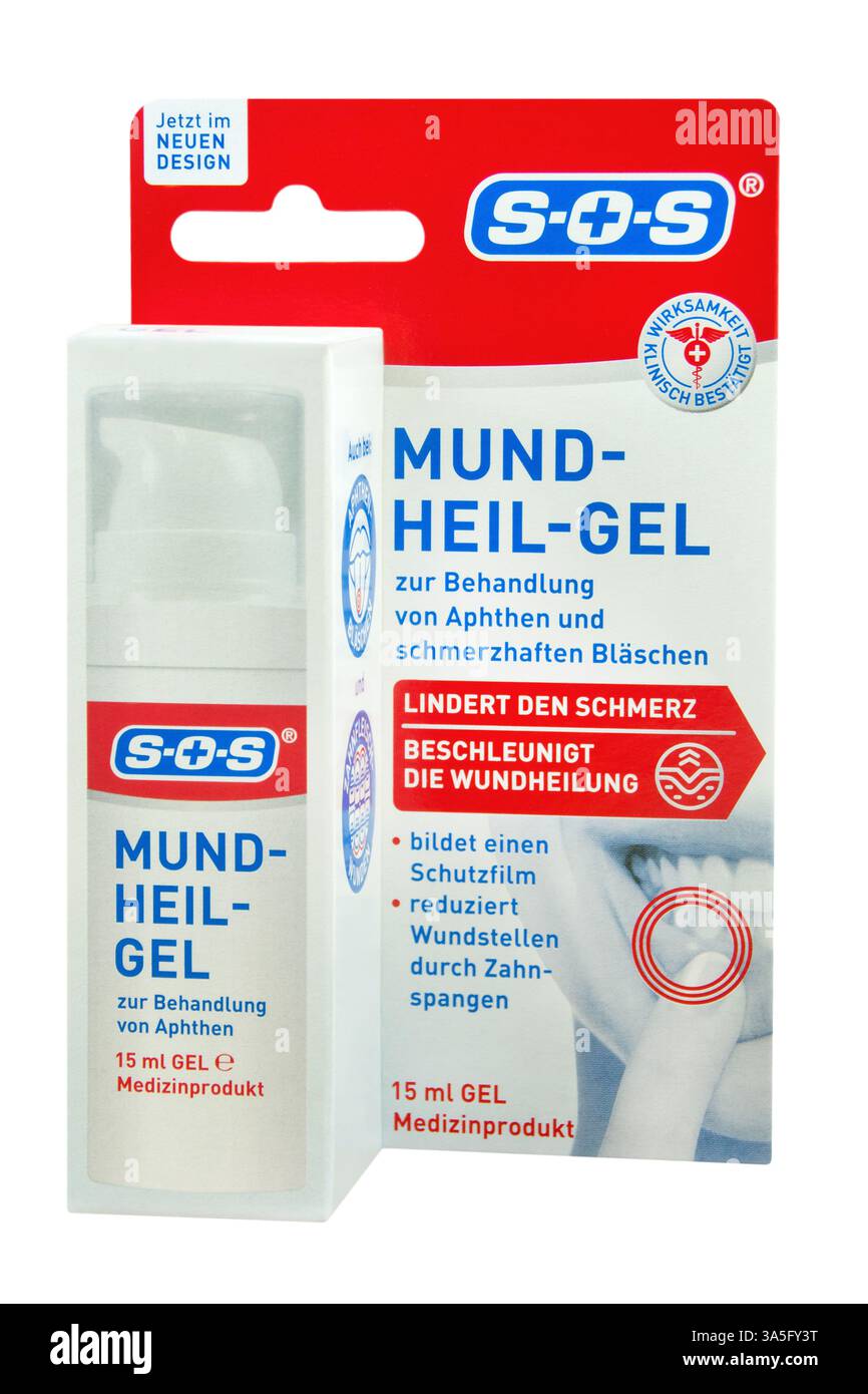 Hamburg, Germany - March 18 2025: Mund Heil Gel SOS 15 ml isolated on ...