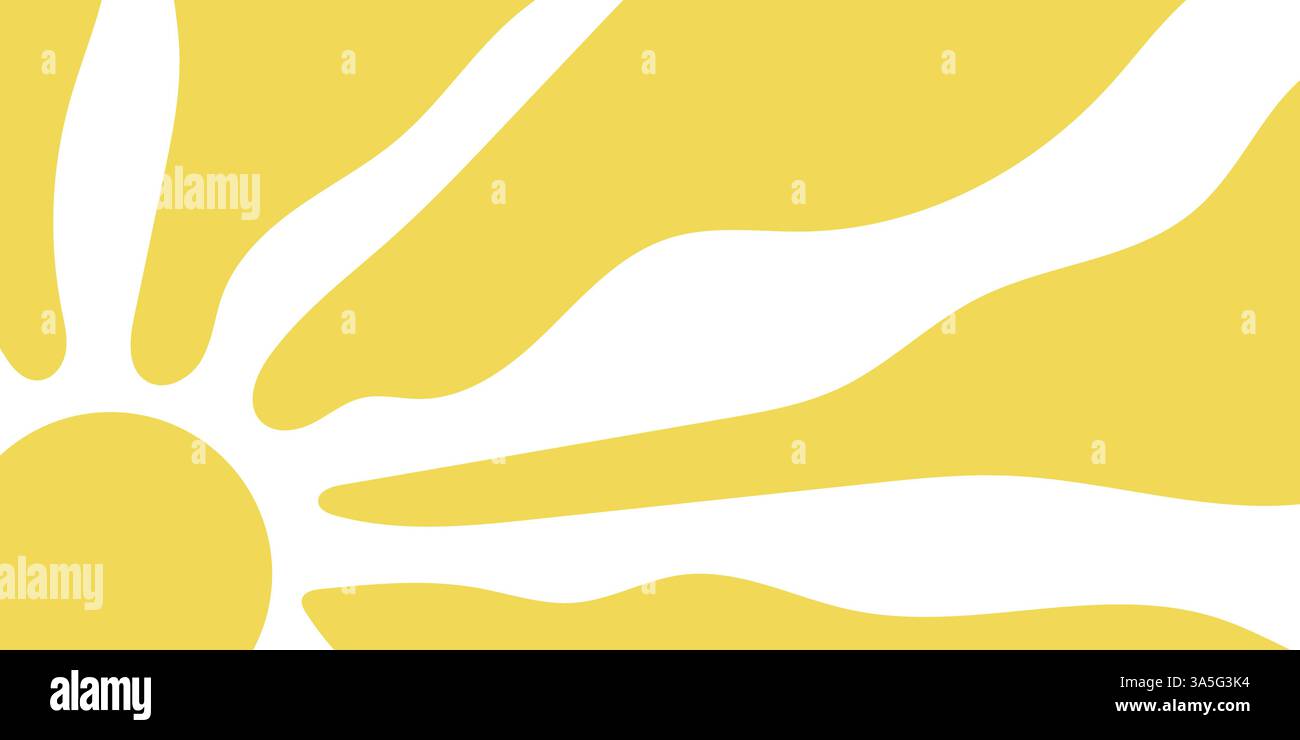 Groovy Yellow and White Sunburst Illustration with Abstract Artistic ...