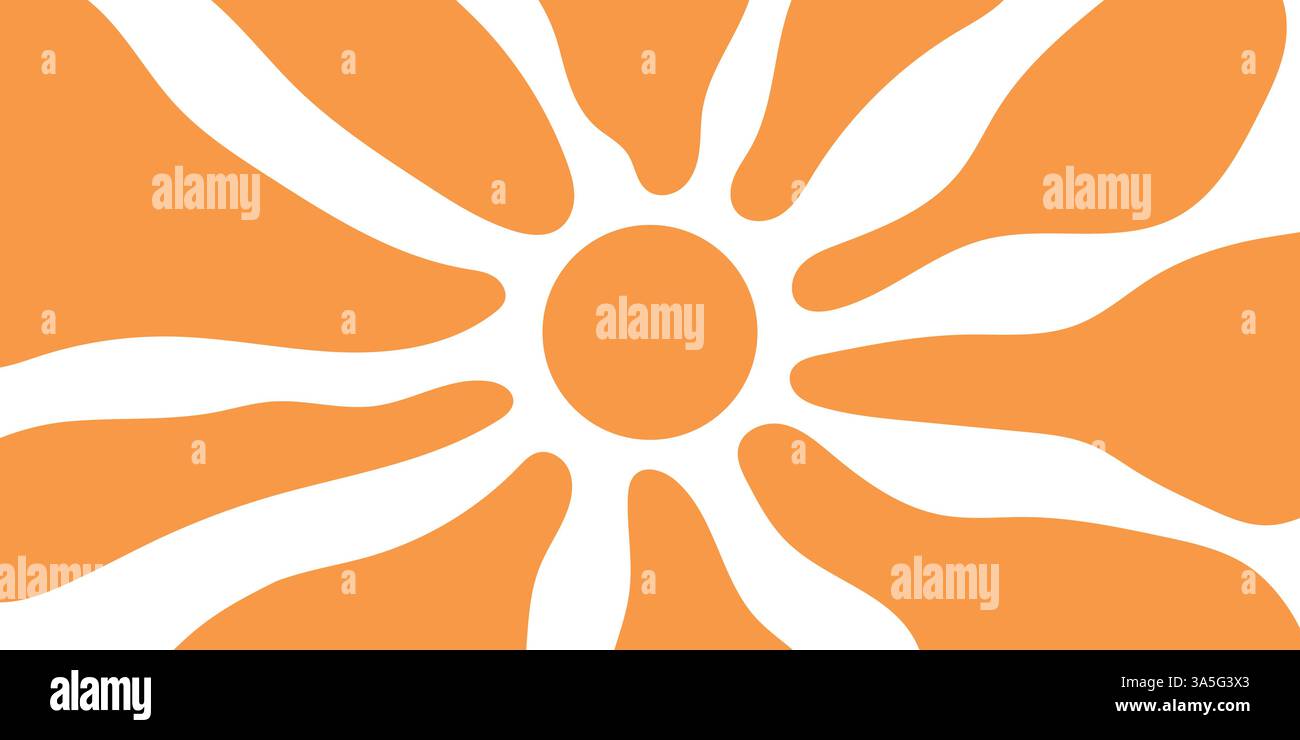 Abstract Groovy Orange Sunburst Design With Radiating Patterns Stock ...