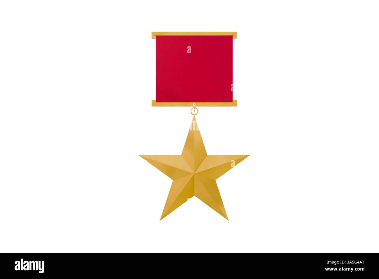 3D model of a military award with one gold star on a white background ...