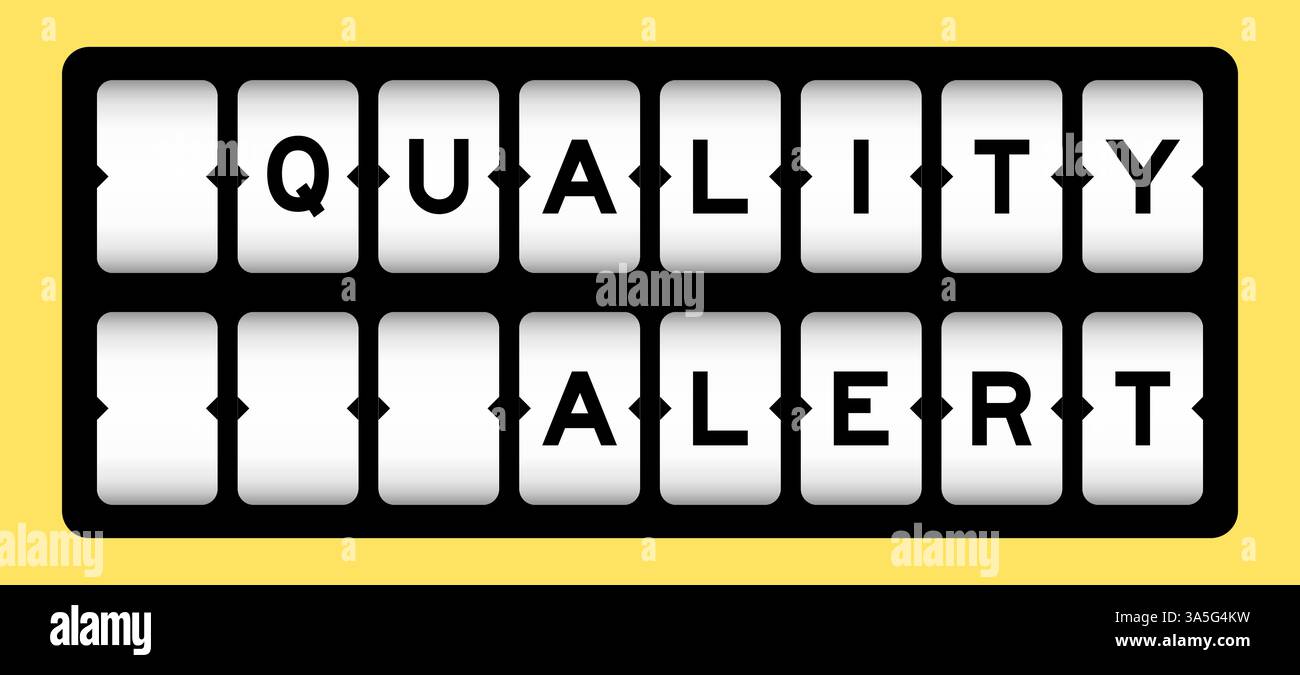 Black color in word quality alert on slot banner with yellow color ...