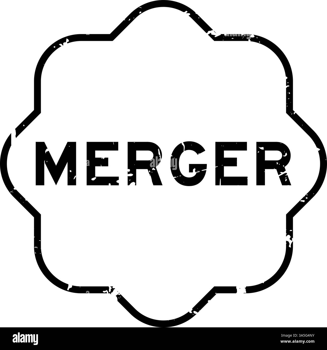 Grunge black merger word square rubber seal stamp on white background ...